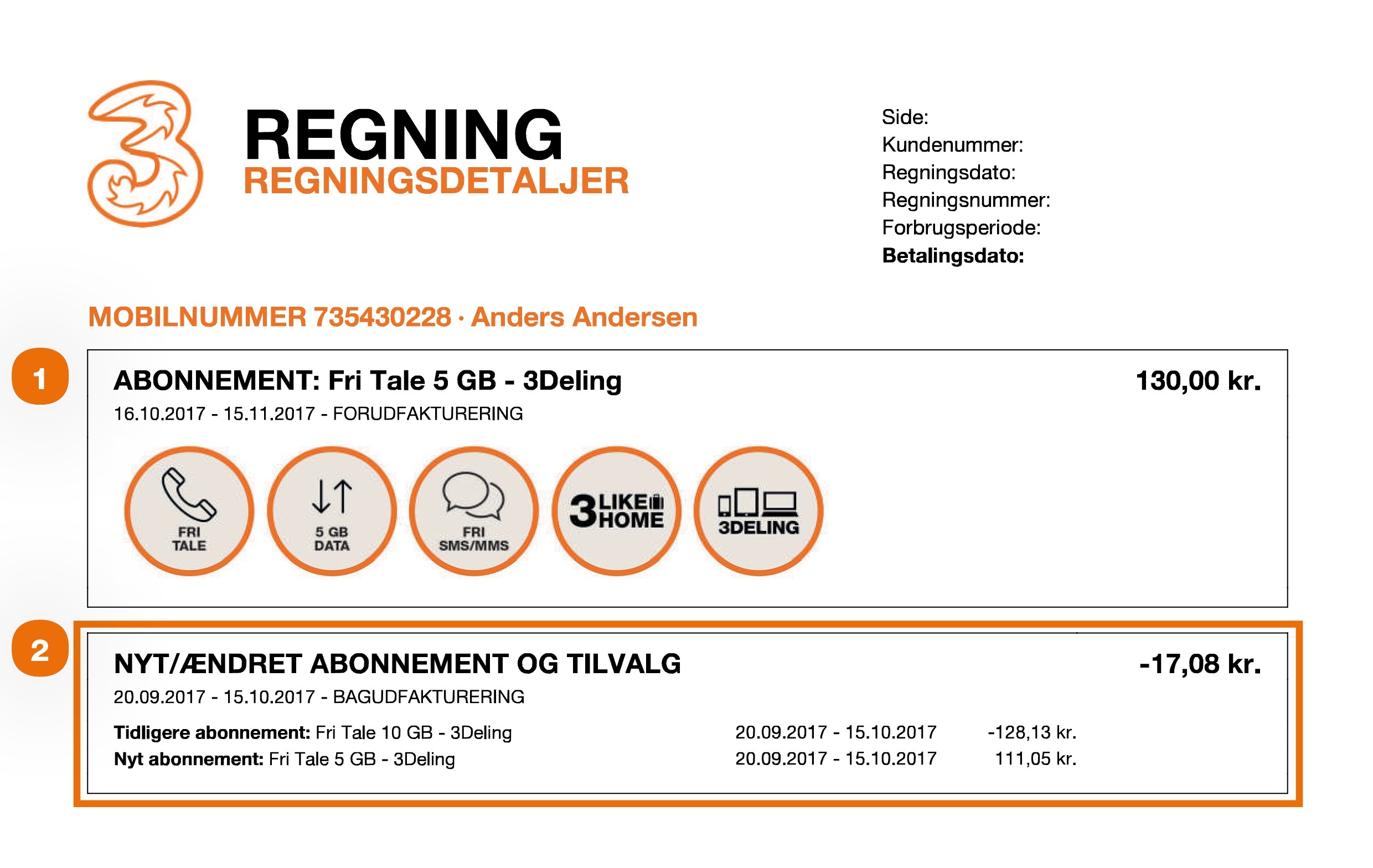 Regningsforklaring | | Sådan læser du din regning