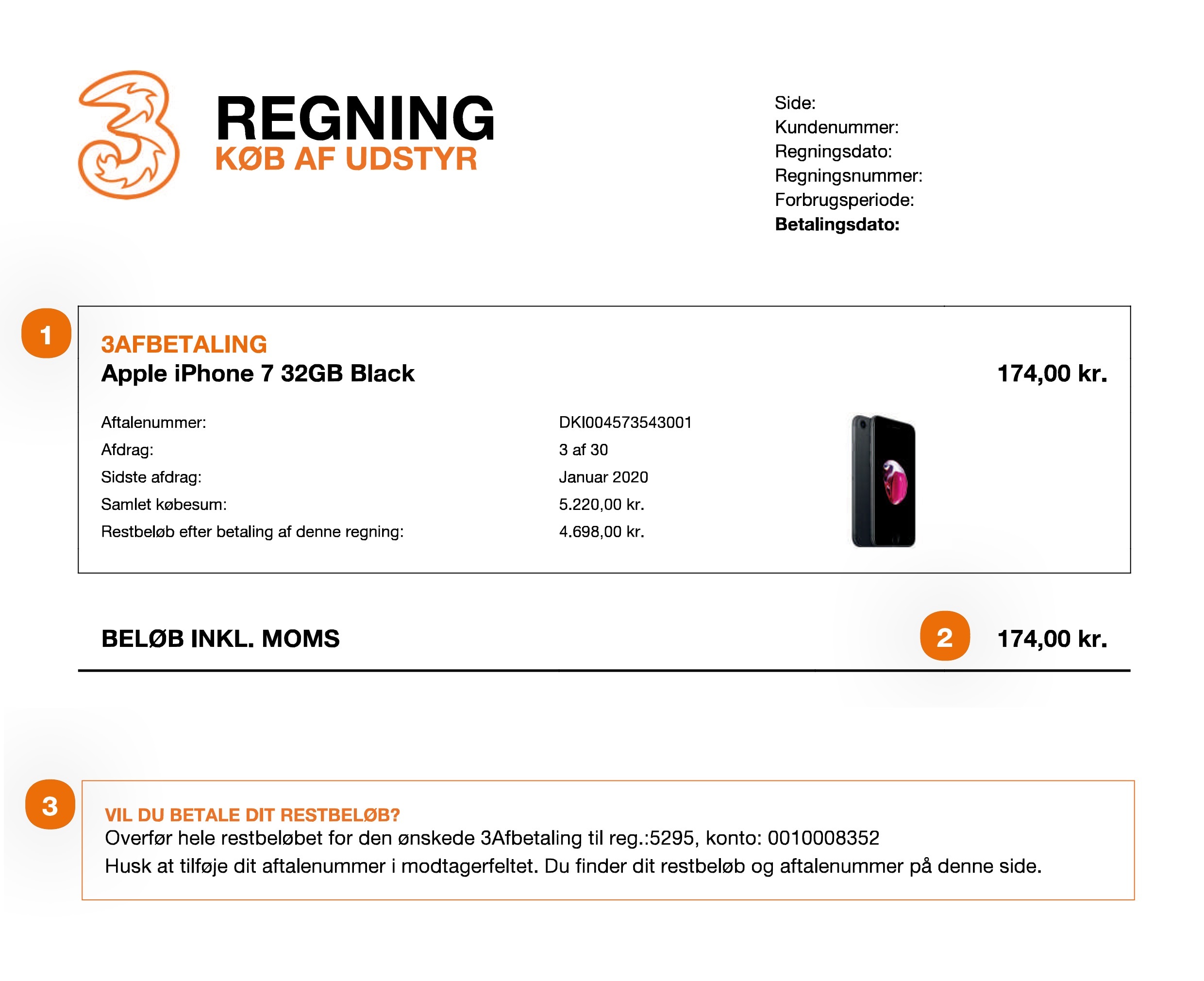 Regningsforklaring | | Sådan læser du din regning