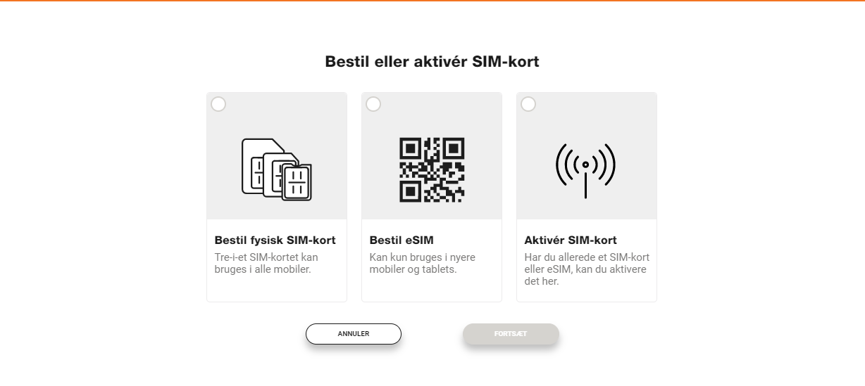 Bestil nyt SIM-kort/eSIM
